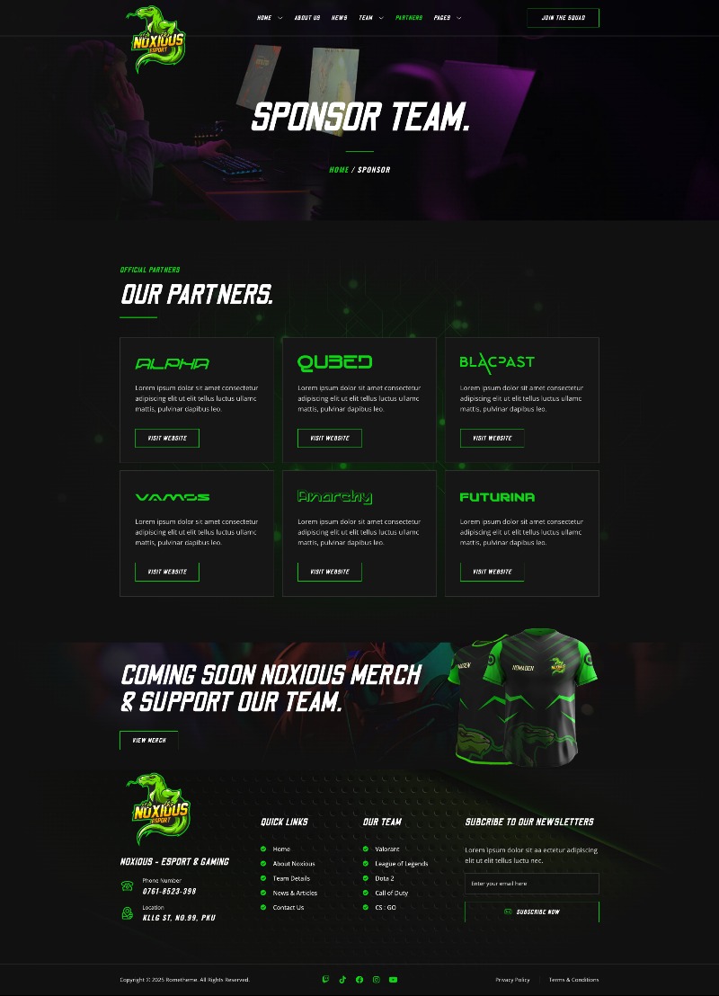 Noxious - Esport & Gaming Elementor Template kit by Rometheme | ThemeForest